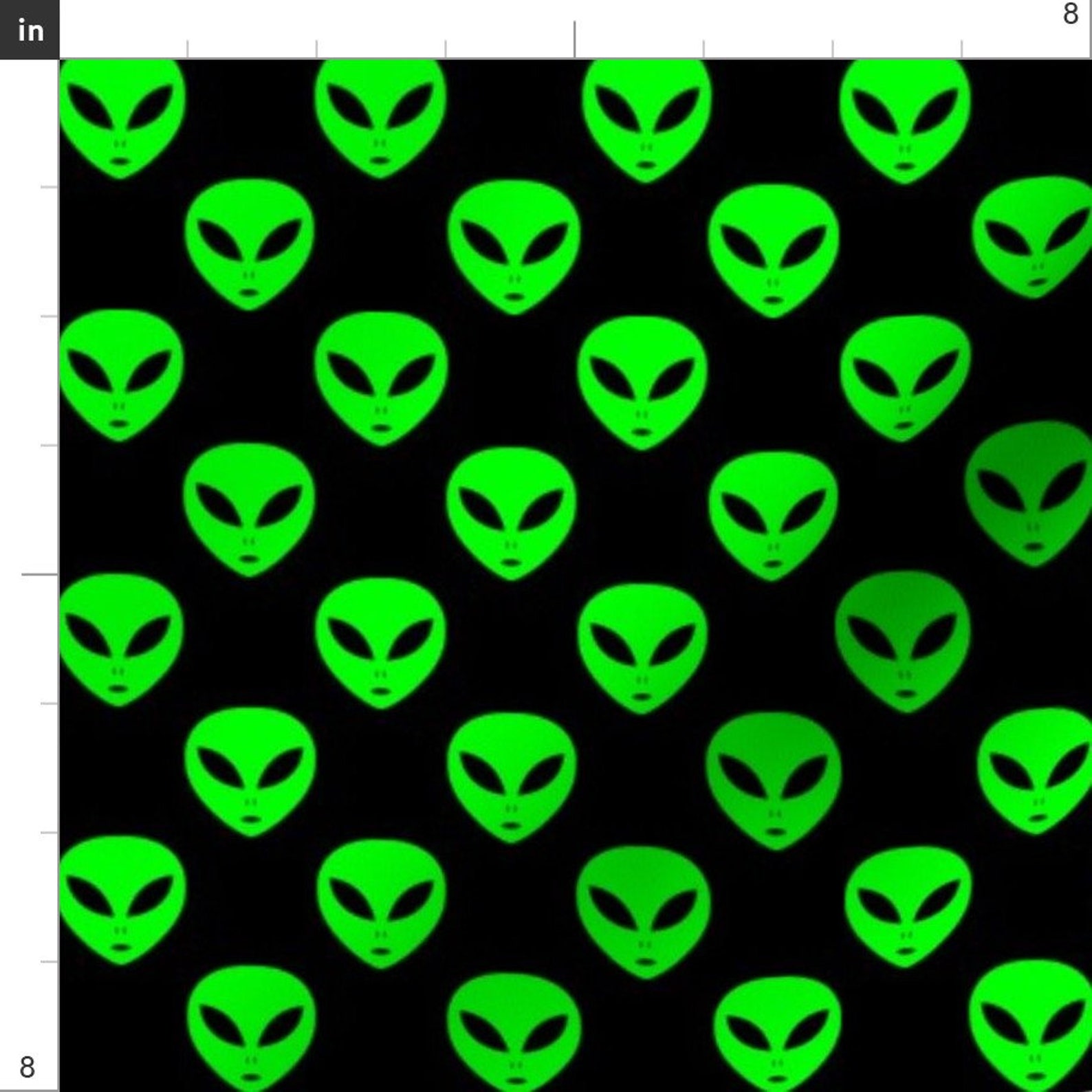 Lime Green Alien Fabric One Inch Lime Green Aliens on Black - Etsy