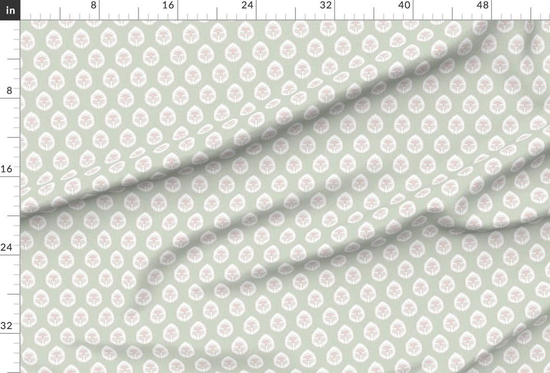 Preppy Sage Green Extra Wide Sateen Fabric French Country Farmhouse ...