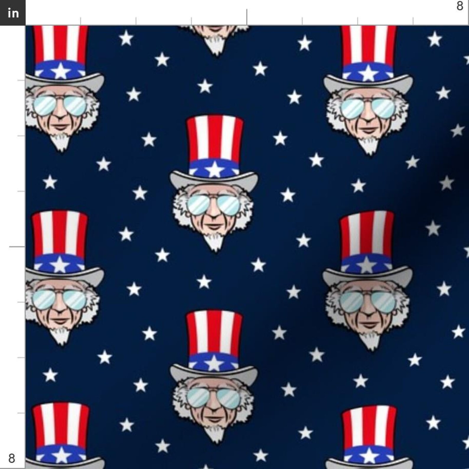 Navy Uncle Sam Fabric - Uncle Sam W/ Sunnies on Navy by ...