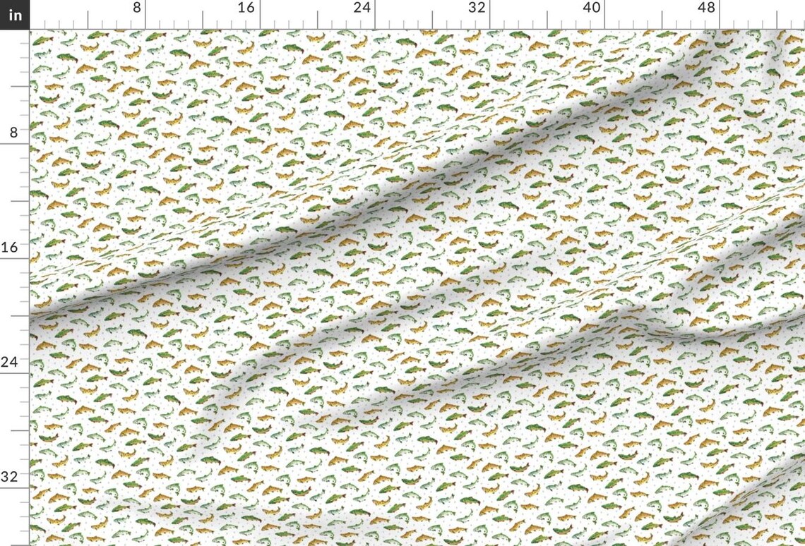 Trout Fabric - Trout Party Rainbow, Brook, and Brown Trout by Wildship ...