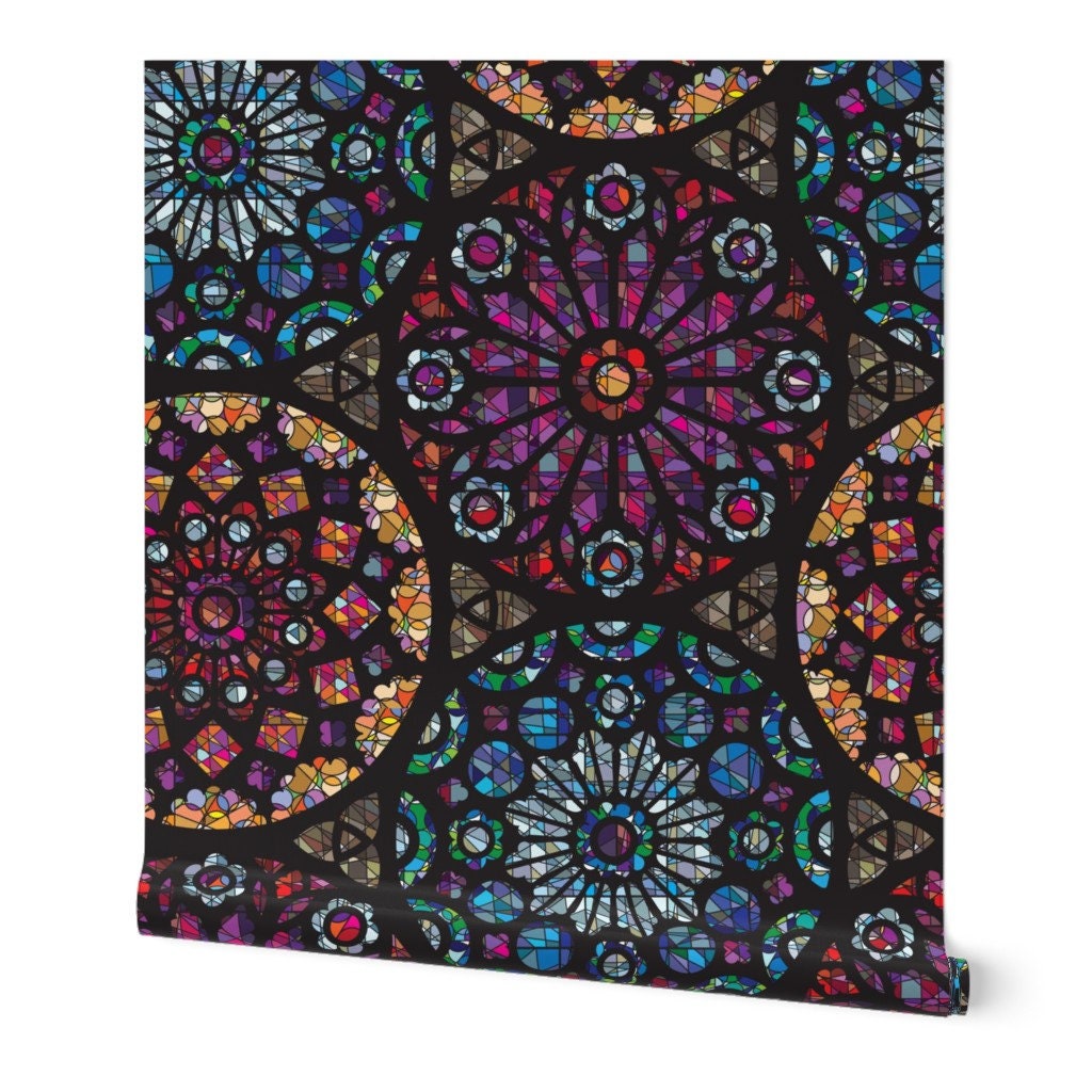 Stained Glass Wallpaper Stained Glass Rose Windows by Sammyk | Etsy