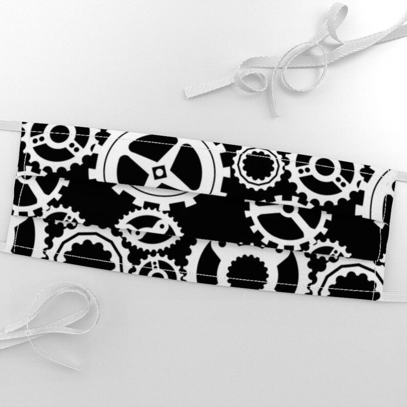 Cogs Fabric Cogs Ma Dawgs by Abbieuproot Cogs Black White - Etsy