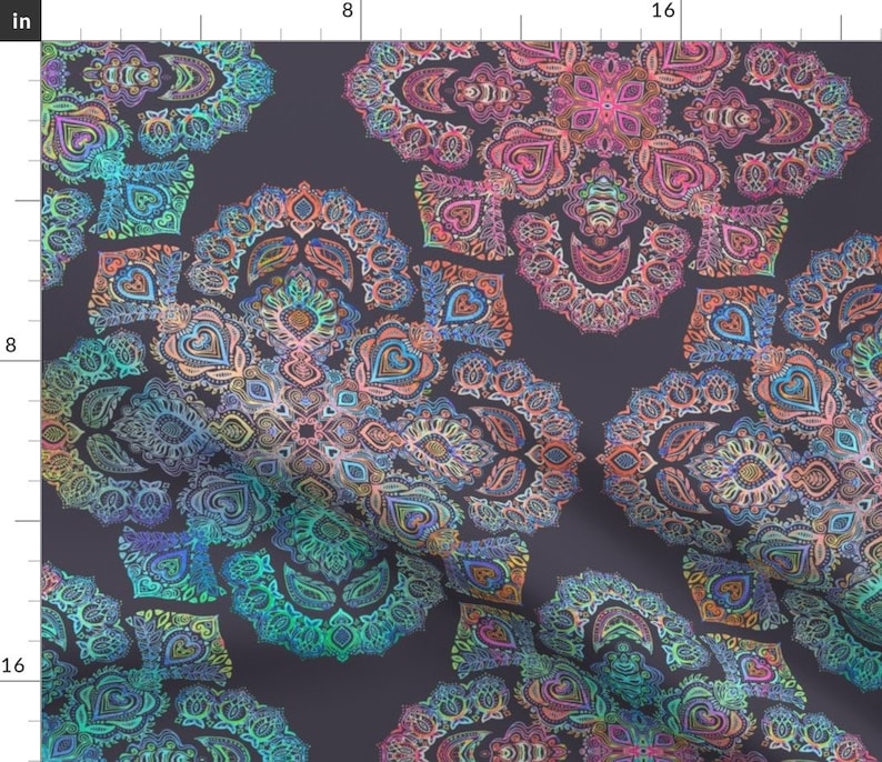 Bohemian Fabric Boho Intense Detailed Doodle Pattern in - Etsy