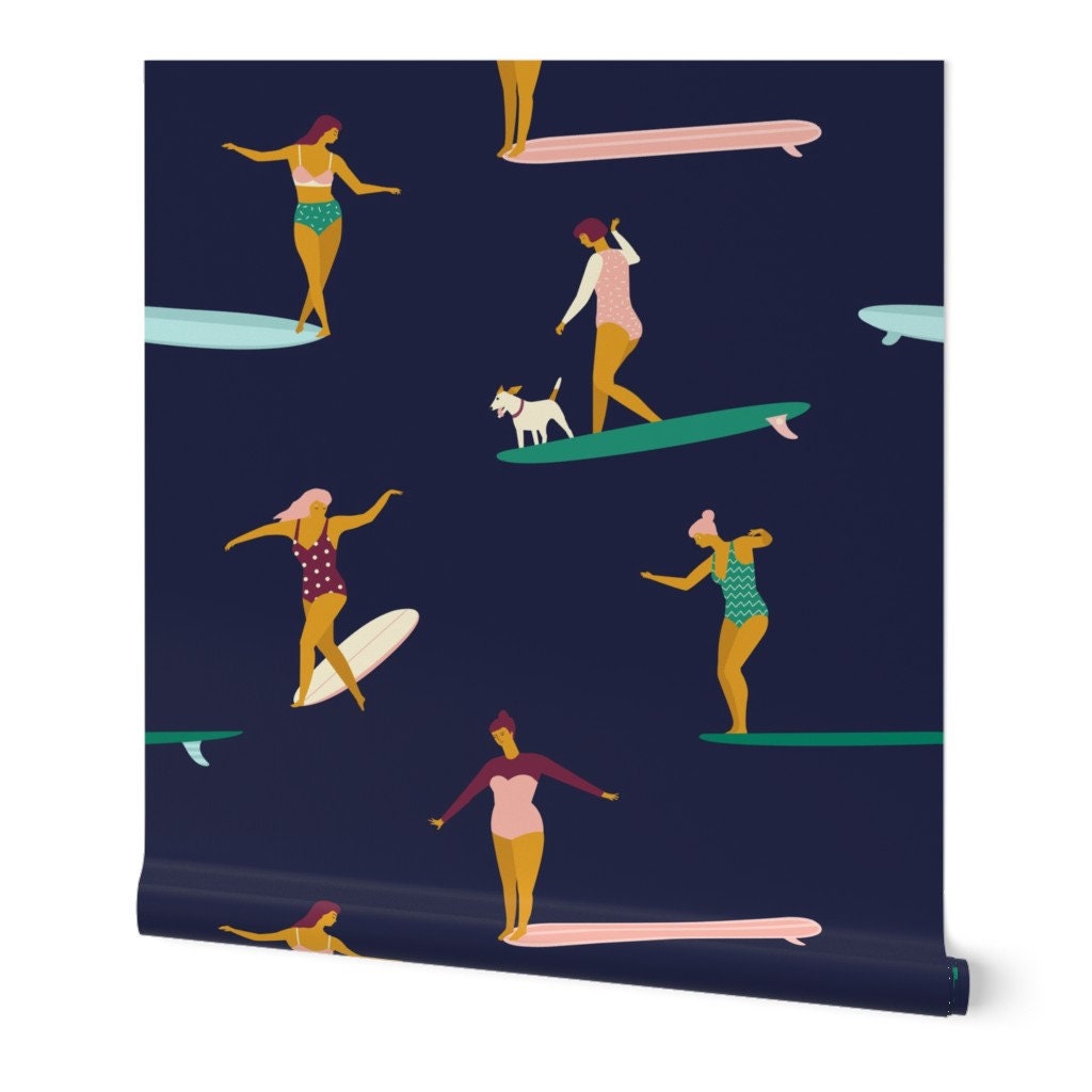 Surfing Wallpaper Soul Surfers Dark Blue by Tasiania Women | Etsy