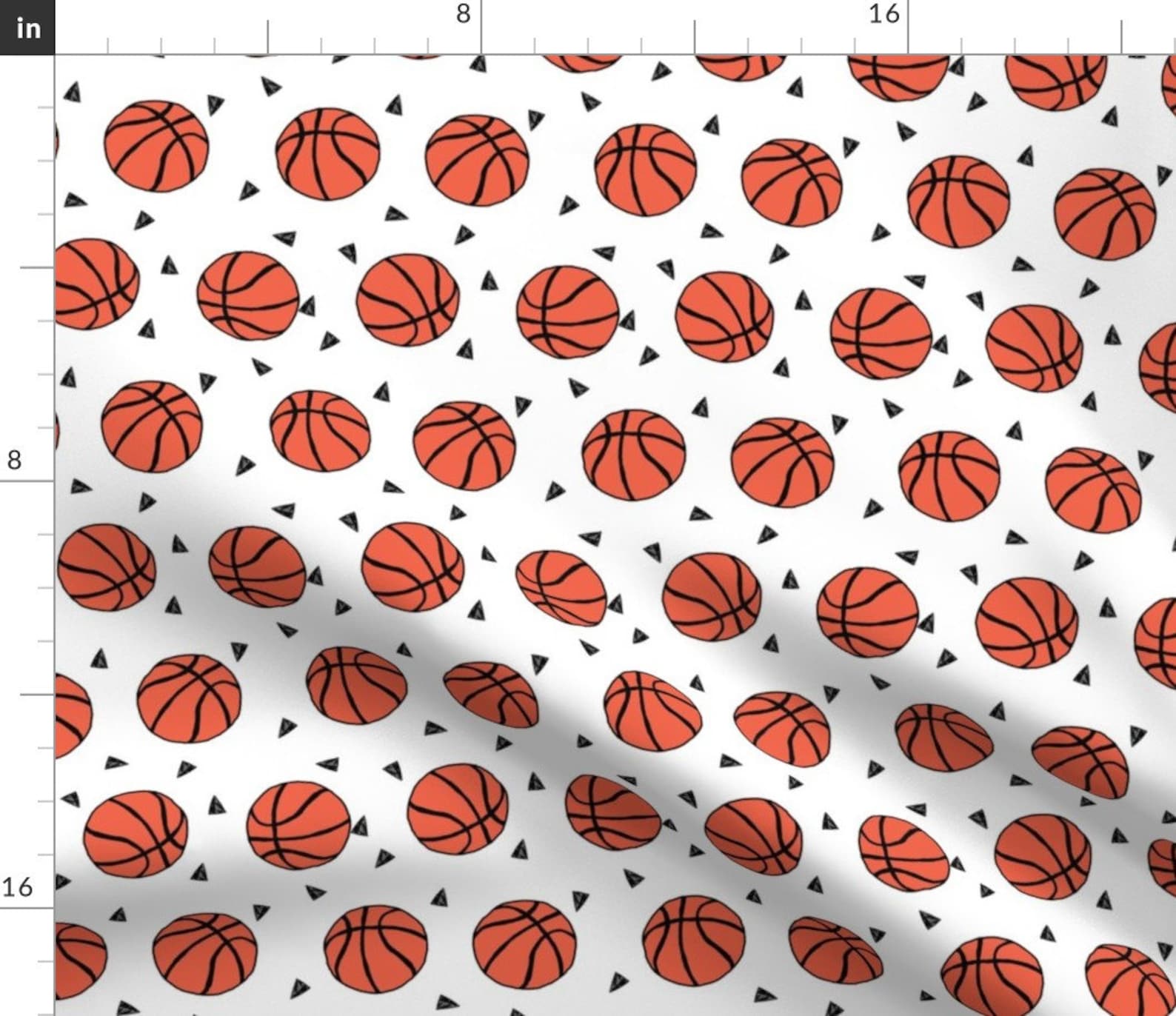 Basketball Fabric Sports Basketball Themed Fabric White by | Etsy