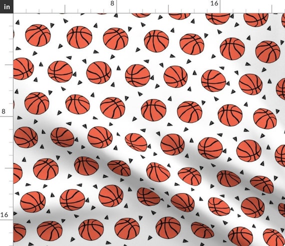 Basketball Fabric Sports Basketball Themed Fabric White by | Etsy