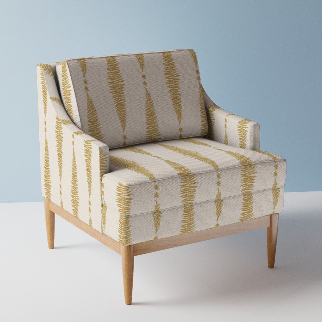 Gold Ferns Upholstery Fabric Fern Leaf on Cream by Etienne - Etsy