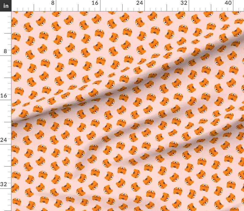 Tiger Orange Animal Pattern Fabric Cute Tigers Pink - Etsy