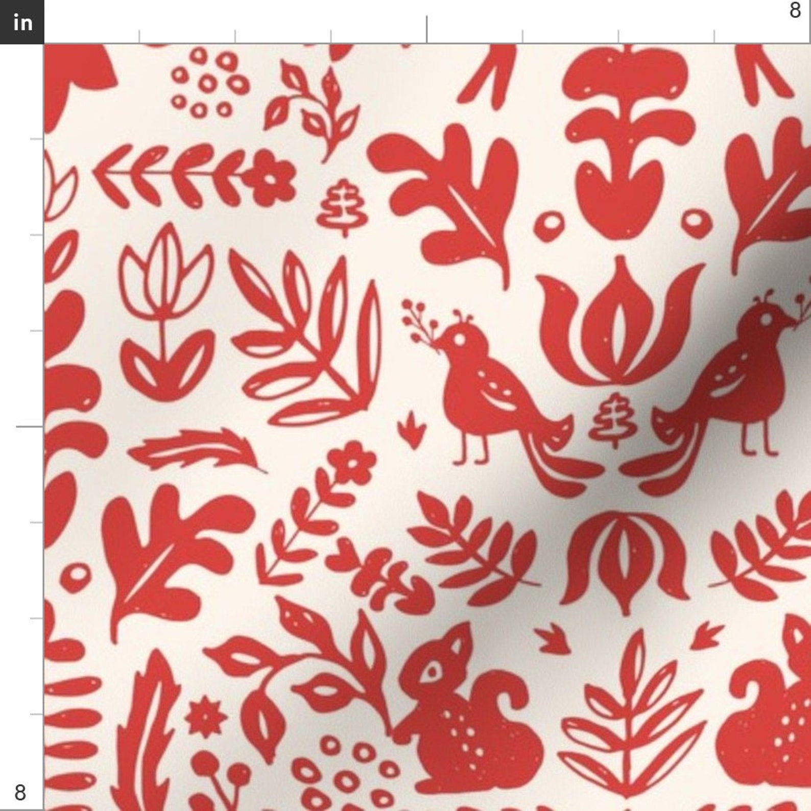 Folk Christmas Holiday Fabric Holiday Folk Art by - Etsy