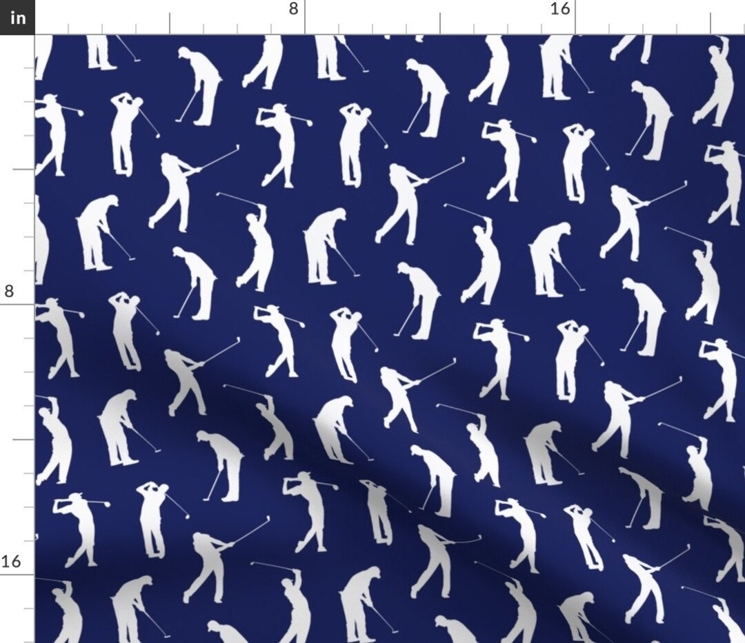Golf Fabric Golfers // Dark Blue by Thin Line Textiles - Etsy