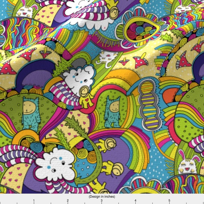 Trippy Fabric Hallucinogenic World By Penguinhouse Trippy | Etsy