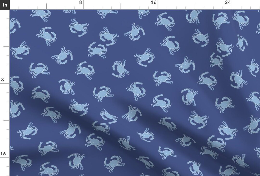 Blue Crab Apparel Fabric - Cute Crab by Hufton_studio - Preppy Coastal ...