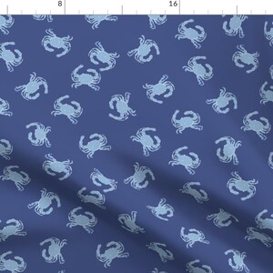 Blue Crab Apparel Fabric - Cute Crab by Hufton_studio - Preppy Coastal ...