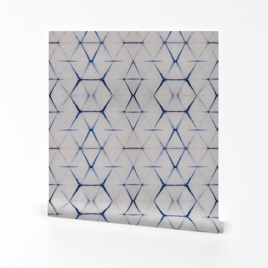 Shibori Wallpaper shibori Triangle by Pricedesigns Shibori Blue White ...