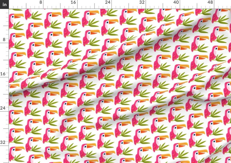 Tropical Toucan Fabric Pink Toucan By Ellolovey Tropical | Etsy