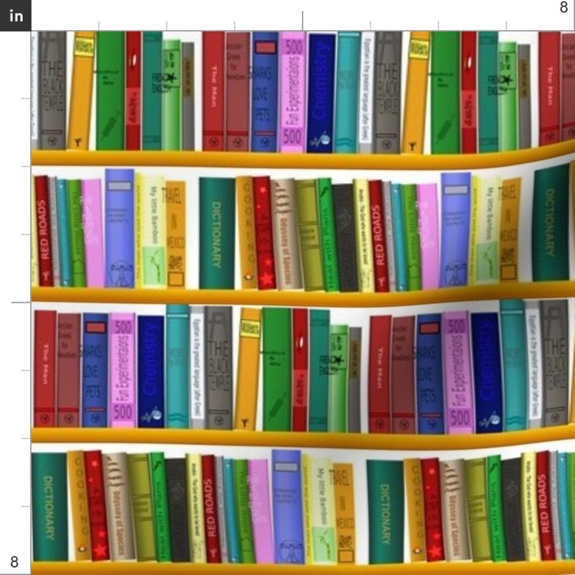 Bookshelf Fabric Book Shelf by Stofftoy Library Books | Etsy