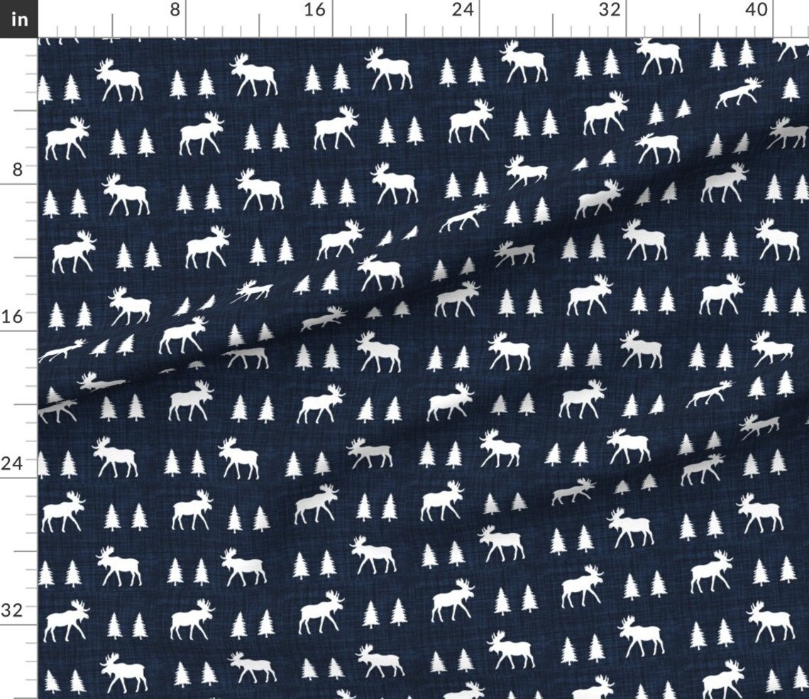 Navy Moose Fabric Moose Trot Navy by Ivieclothco Navy - Etsy