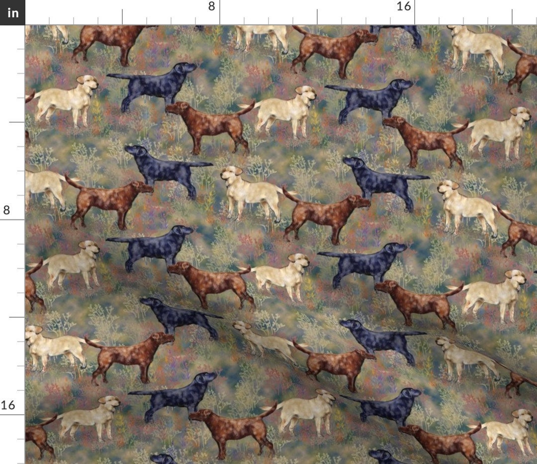 Dog Fabric Chocolate Black Yellow Labrador Retriever in Wildflower ...