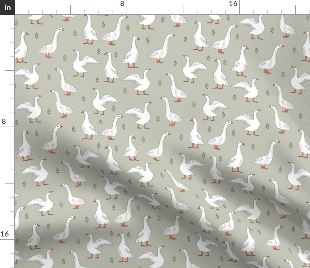 Geese Fabric Geese // Gray Gender Neutral Farm Animals by - Etsy