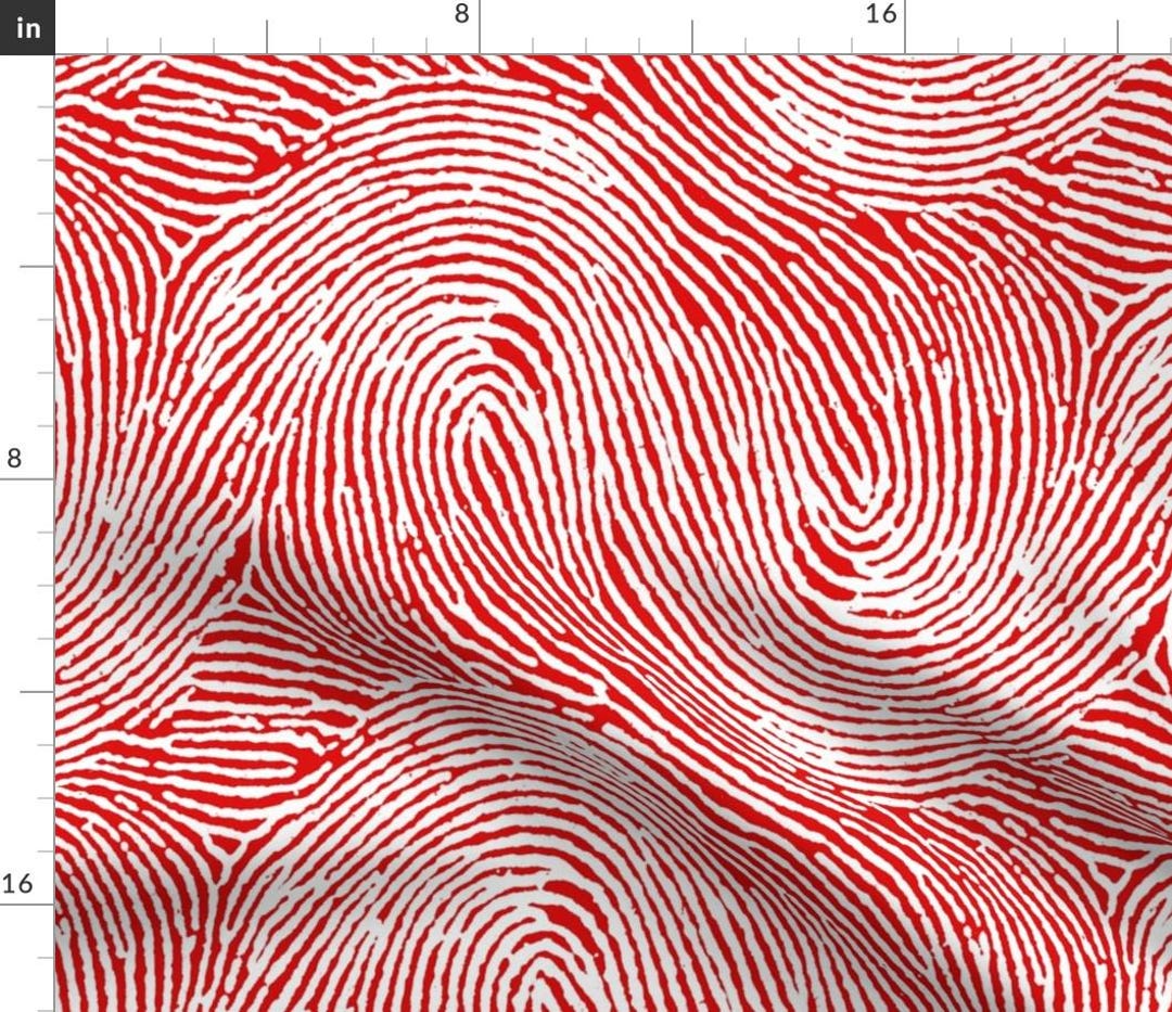Red Fingerprints Fabric Finger Stripes By Ben Goetting Spooky Red ...
