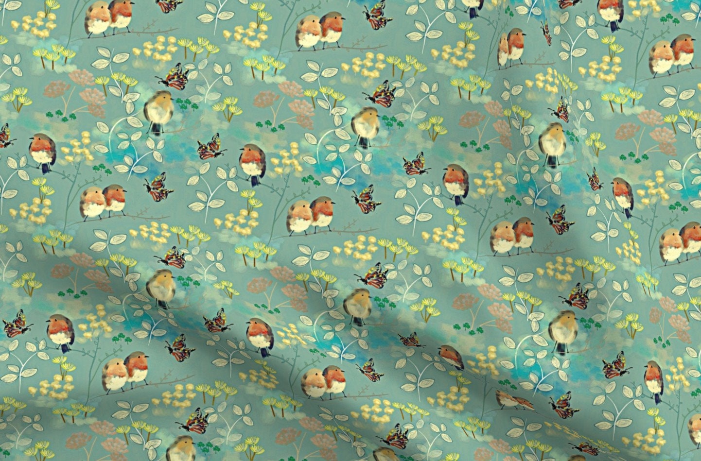 Vintage Bird Fabric Birds And Butterflies By Susan Polston | Etsy