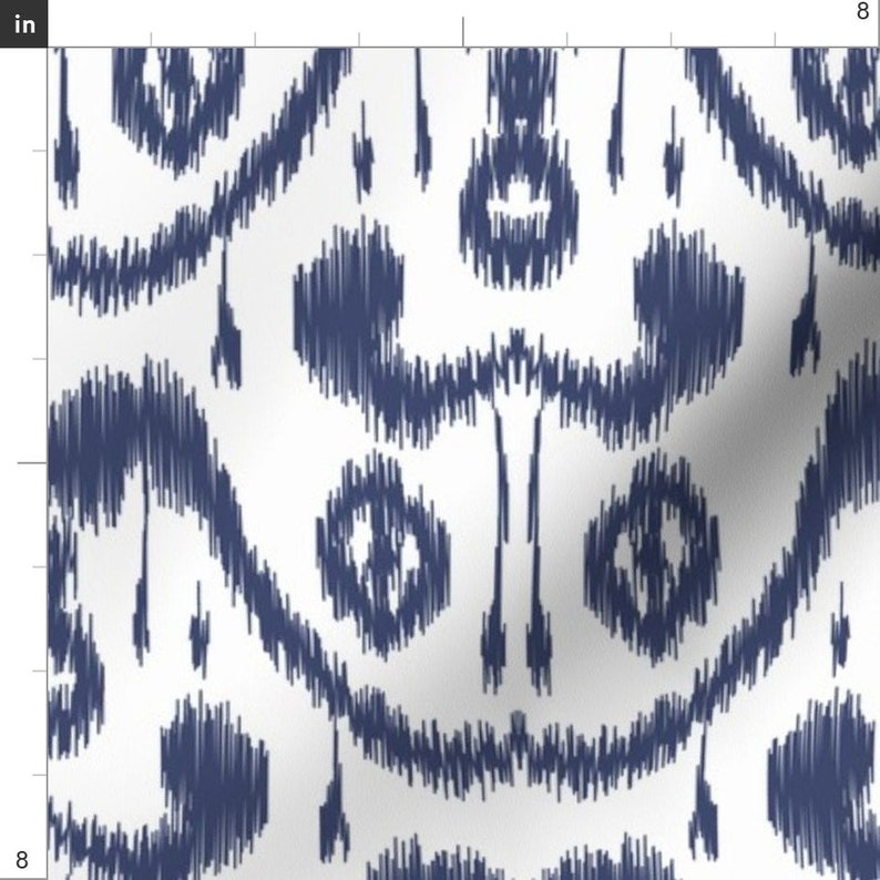 Blue White Ikat Print Fabric Ikat Waves Indigo by Mjmstudio - Etsy