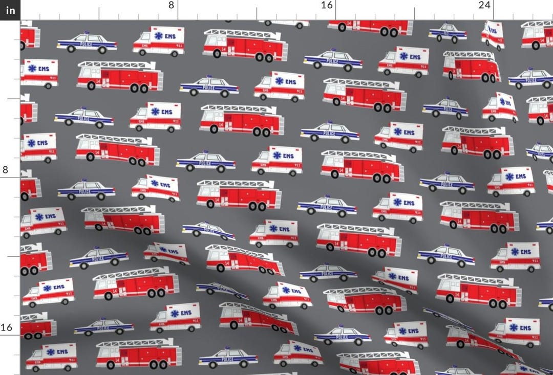 Ambulance Fabric - First Responders Vechicles Grey by Littlearrowdesign ...