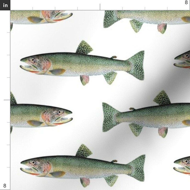 Cutthroat Trout Fabric Cutthroat Trout on White by - Etsy
