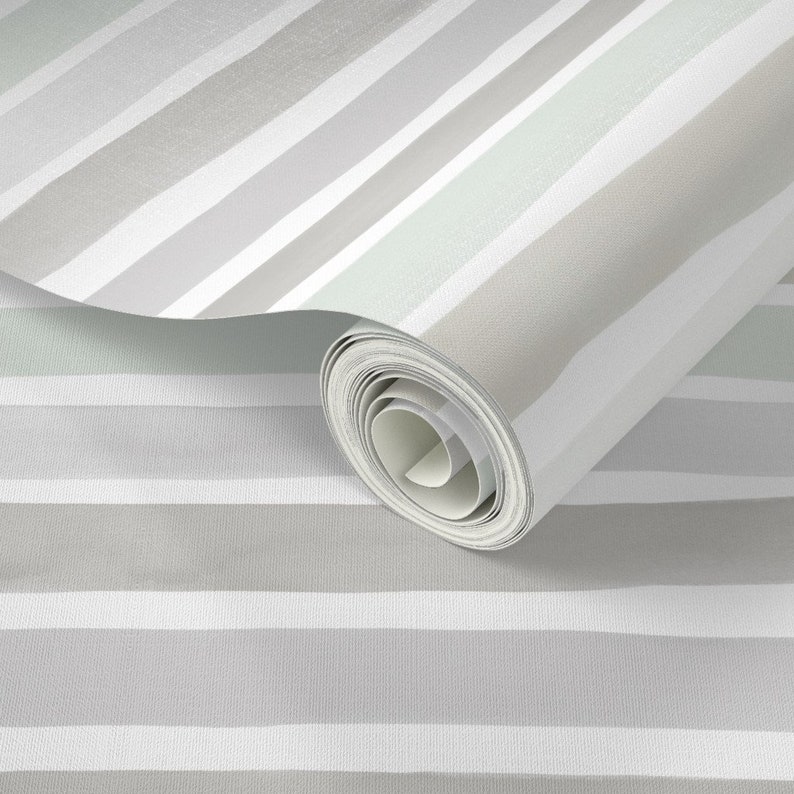 Horizontal Stripe Wallpaper Gray Hues Watercolor Stripes by - Etsy