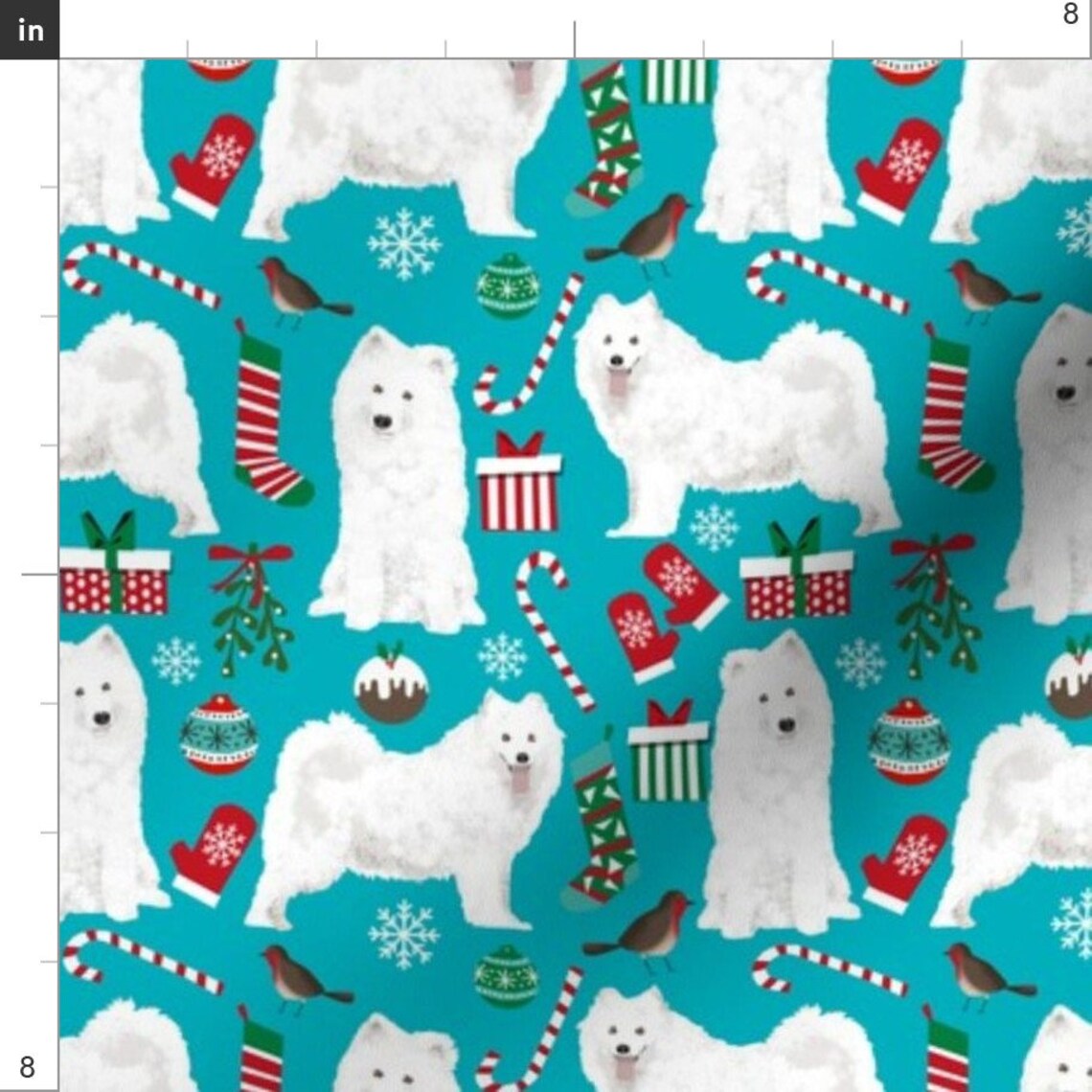 Samoyed Christmas Fabric Samoyeds Dog Sammys Dog Christmas - Etsy