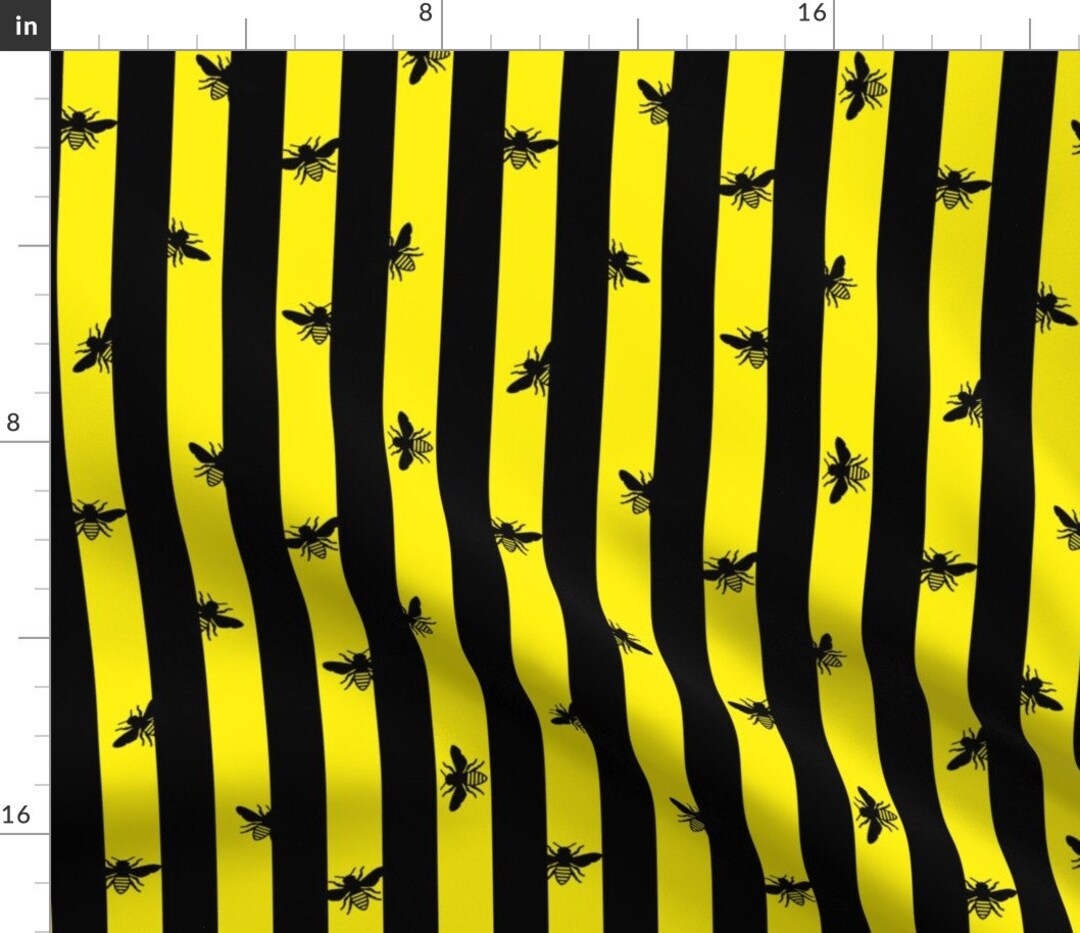 Bees Fabric Bee Stripe by Toothpanda Bee Yellow Black Bug - Etsy
