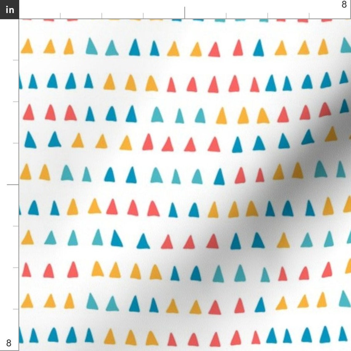 Triangle Primary Color Pattern Geometric Fabric Playful | Etsy