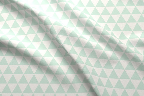 Geometric Fabric Mint Triangles by Kimsa Geometric | Etsy