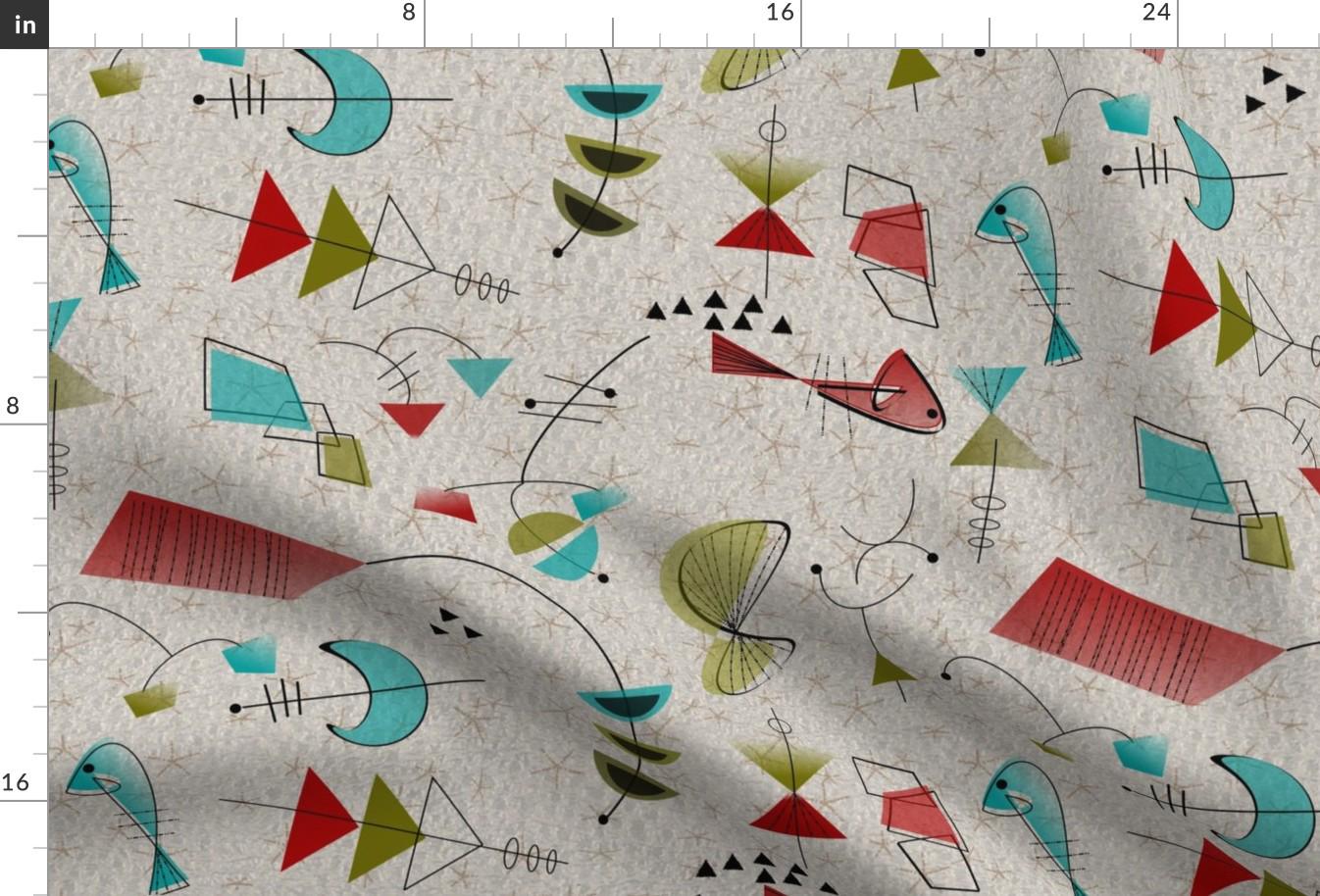 Atomic Abstract Fabric - Mid-century Atomic Stars by Mid-century ...