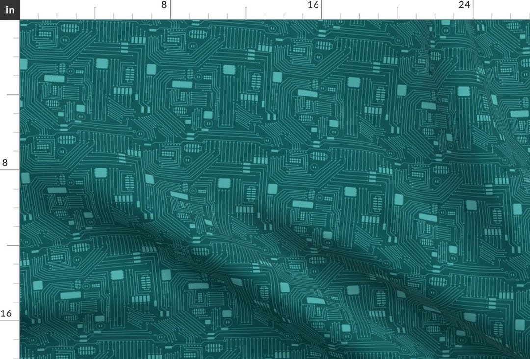 Modern Tech Fabric Circuit Board Teal by purplesparrow Motherboard ...