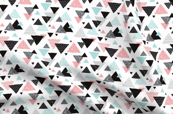 Triangles Fabric Geometric Triangle by LittleSmileMakers | Etsy