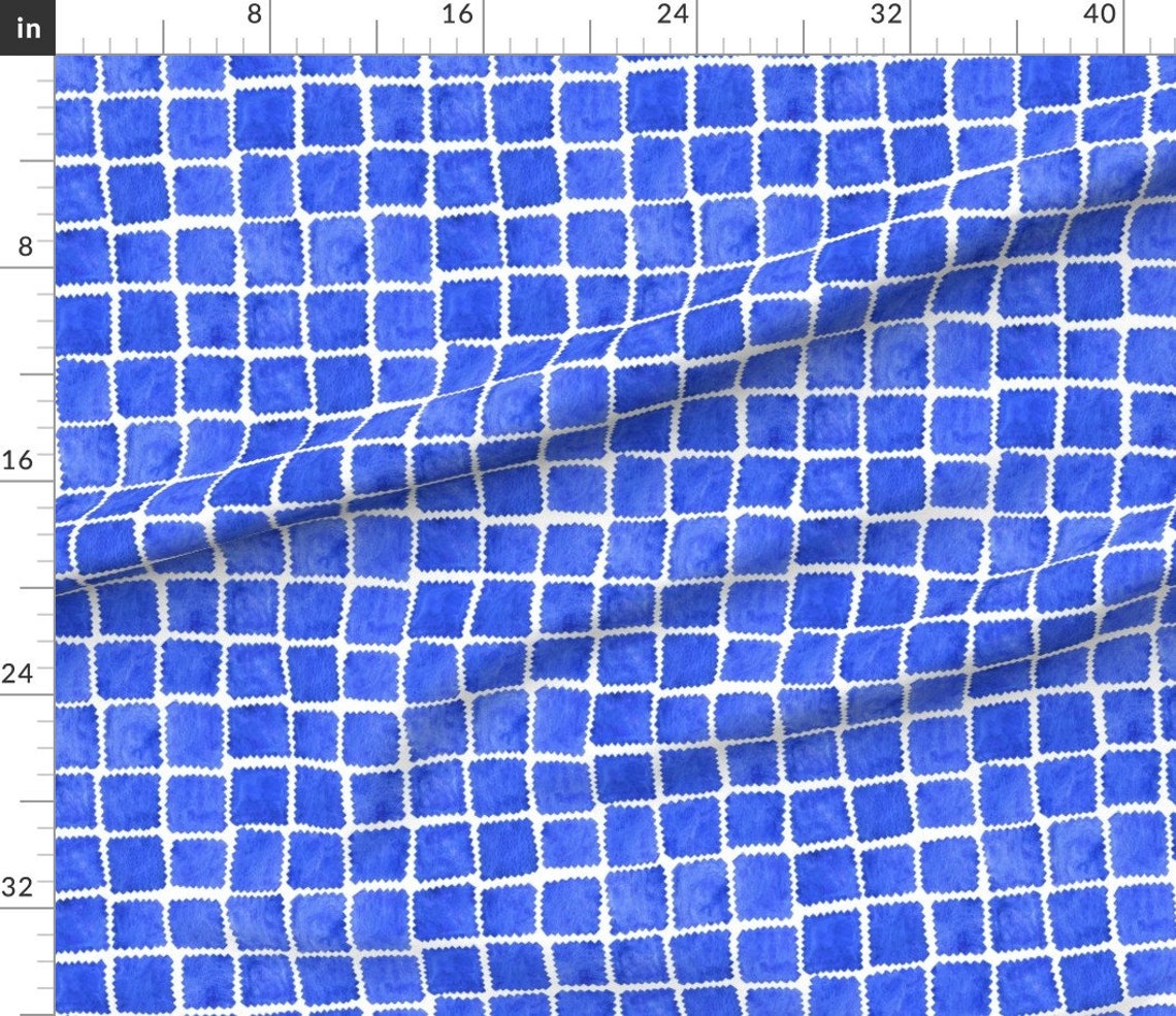 Indigo Grid Fabric Patches in French Ultramarine by Logan | Etsy