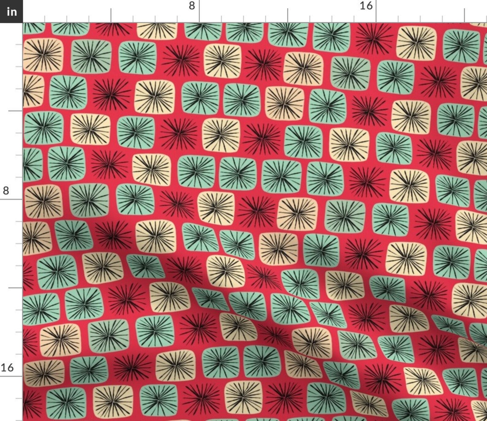 Star Squares Fabric Star Burst by Neryl Mid Century Modern | Etsy