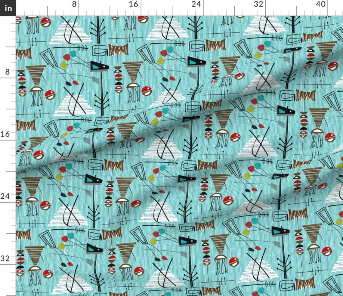 Modern Abstract Fabric Mid-century Chaol Ll by Mid-century | Etsy