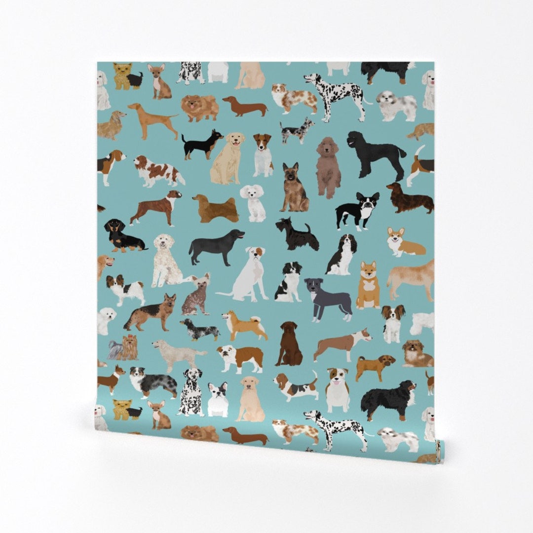 Dogs Wallpaper Light Blue Lots of Breeds Dog Breed by Petfriendly ...