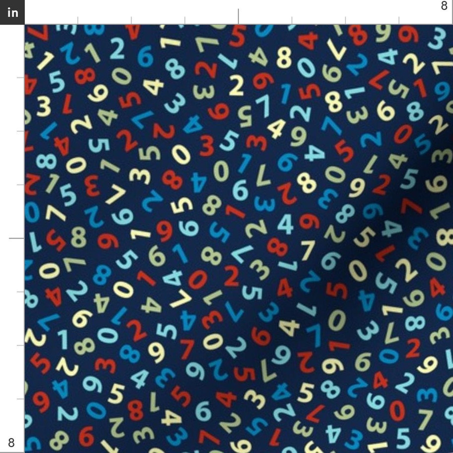 Navy Numeral Fabric Ditsy Numbers On Navy By Weavingmajor - Etsy France