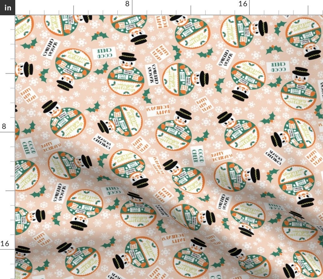Happy Holidays Fabric Snowman Peach by Heidikenney Snowman Christmas ...