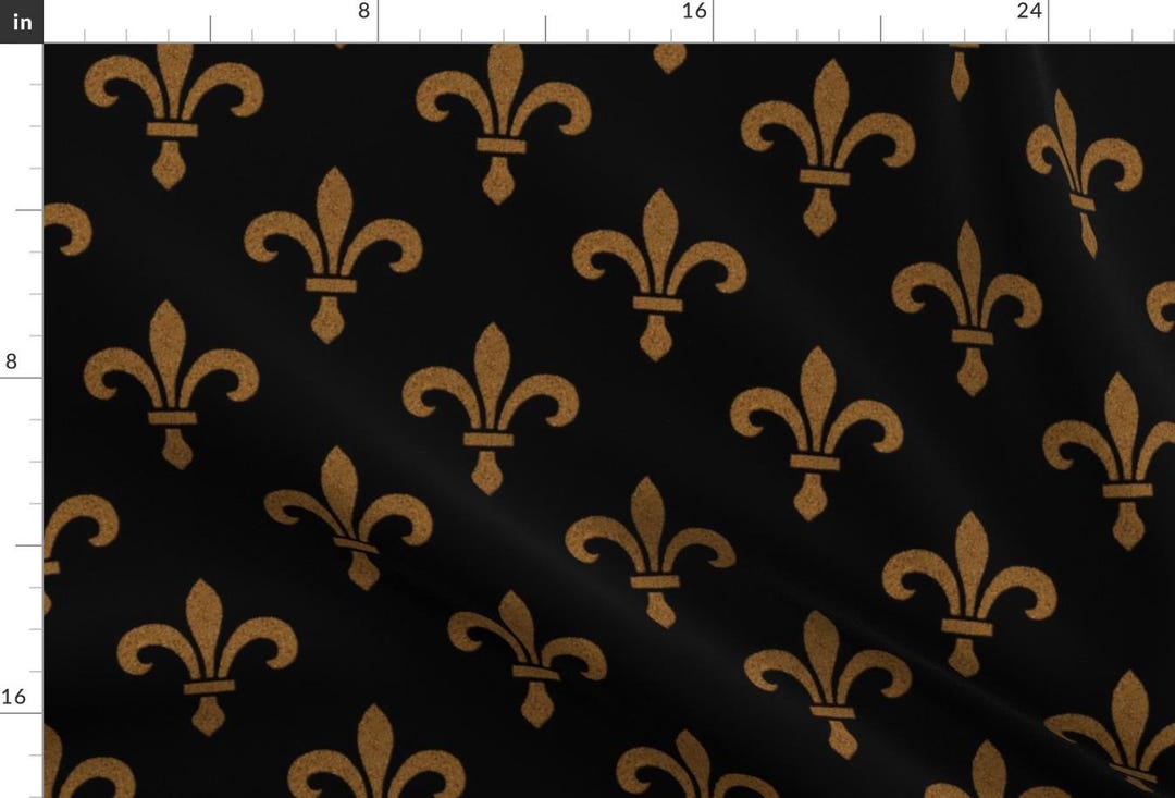 Fleur De Lys Fabric - 14th Century Fleur De Lys ~ Gold Black by ...