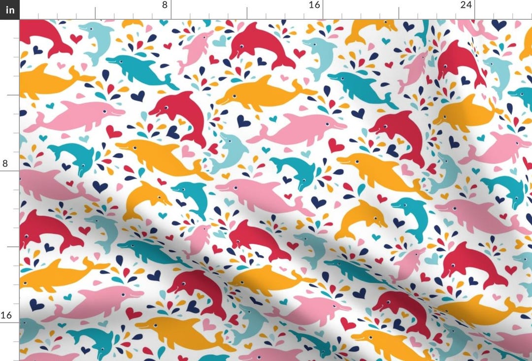 Dolphin Love Fabric - Colorful Dolphins Pattern by Oksancia - Rainbow ...