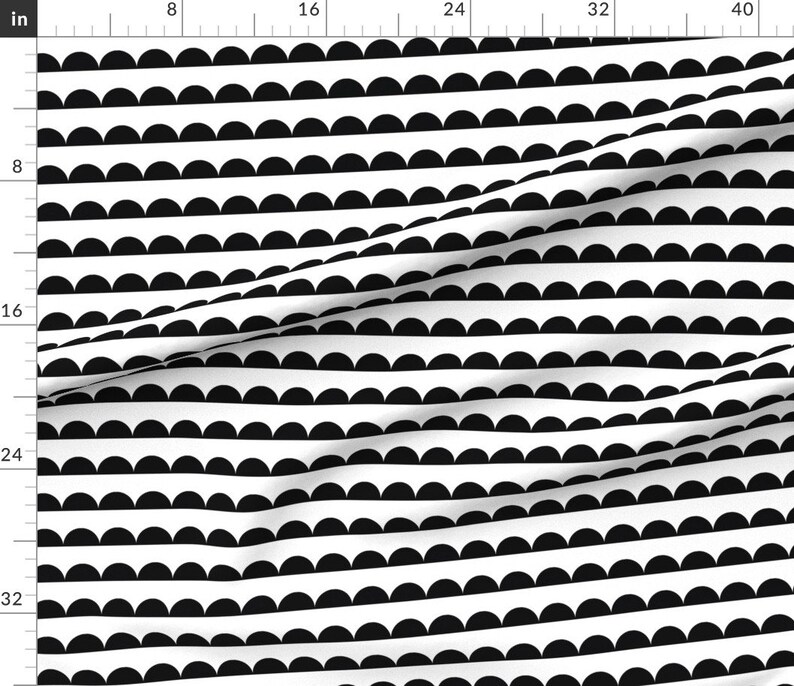 Black Scallop Custom Fabric by Charlotte Winter Cotton - Etsy