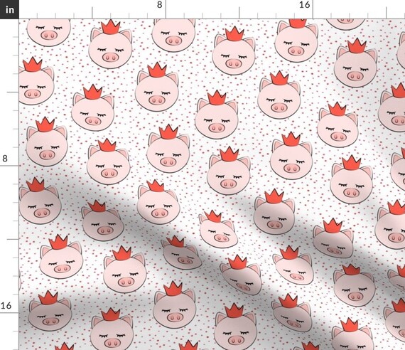 Princess Fabric Princess/prince Pig Red Dots by | Etsy
