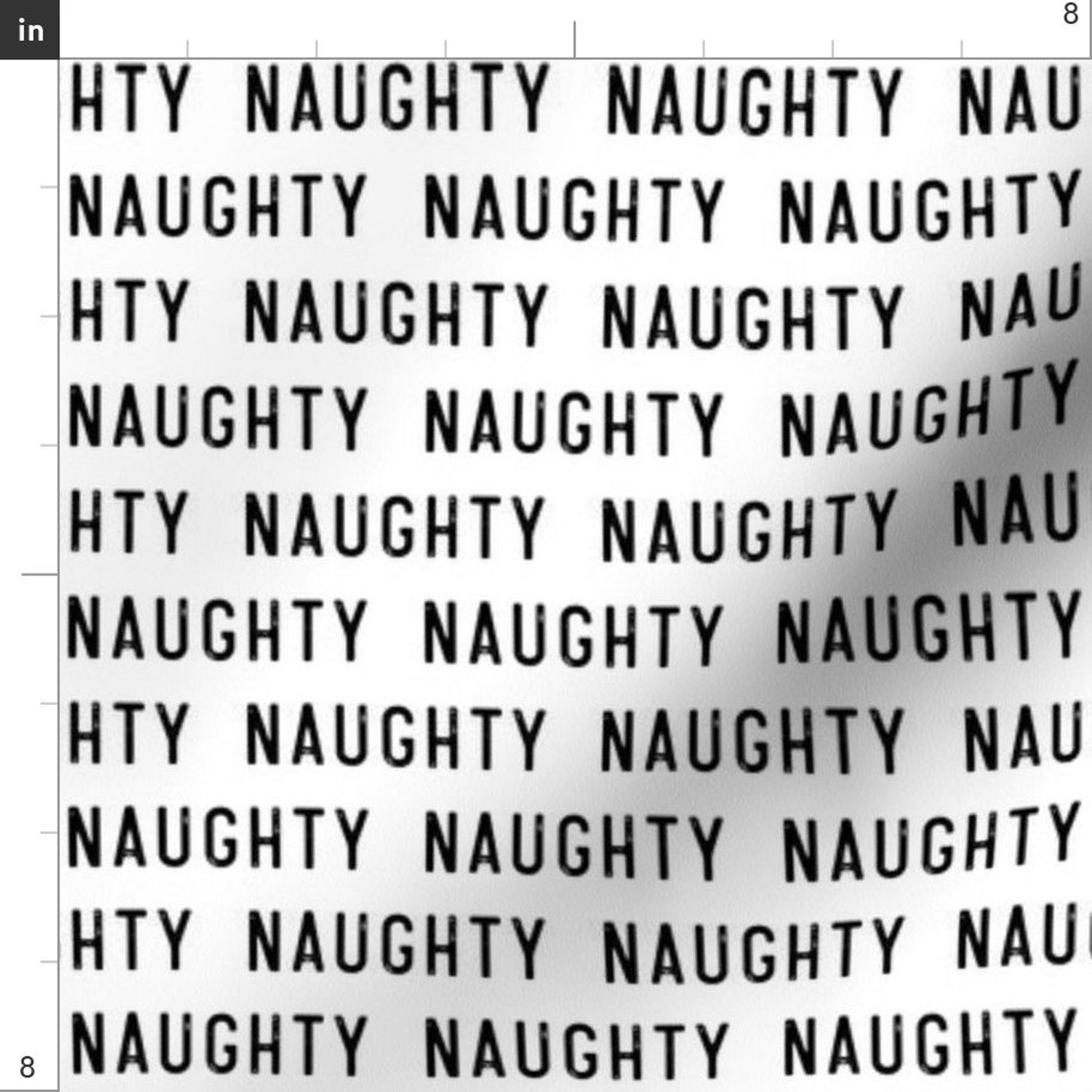 Naughty Typography Black Fabric Naughty White by - Etsy