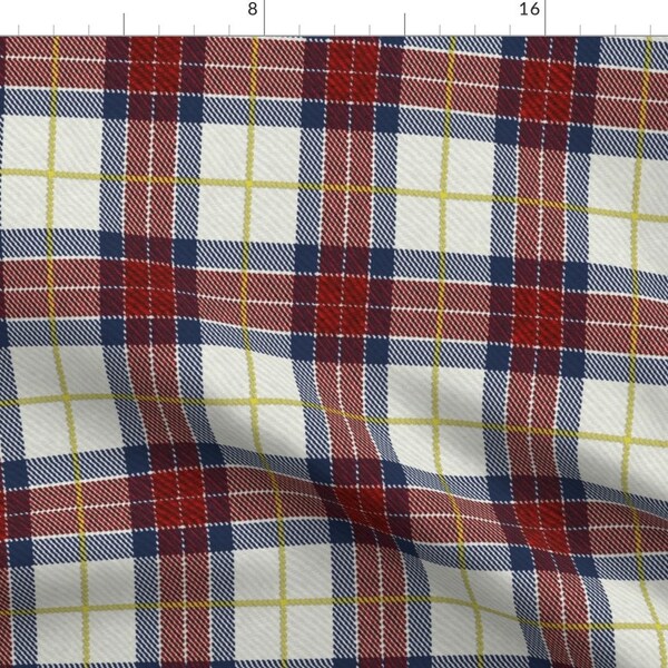 Navy Red Blue Plaid Fabric - Etsy