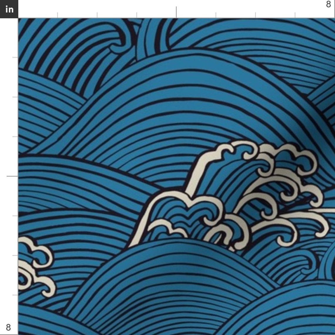 Ocean Waves Fabric Waves by Ceciliamok Blue Ocean Tropical | Etsy