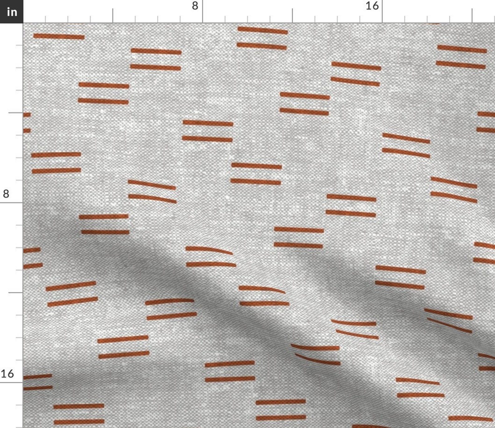 Burnt Orange Fabric Double Dash Orange on Greige by - Etsy